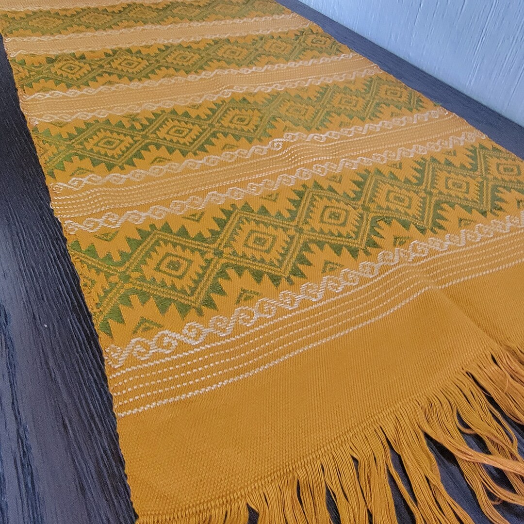Multicolor Table Runner, Mustard Yellow Guatemalan Runner, Gold Table ...
