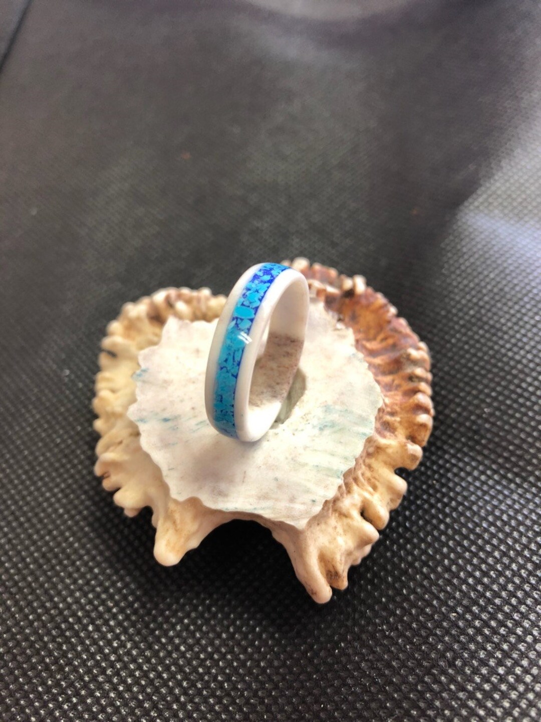 Whitetail Antler Ring With Turquoise Inlay - Ring, Mens Jewelry ...
