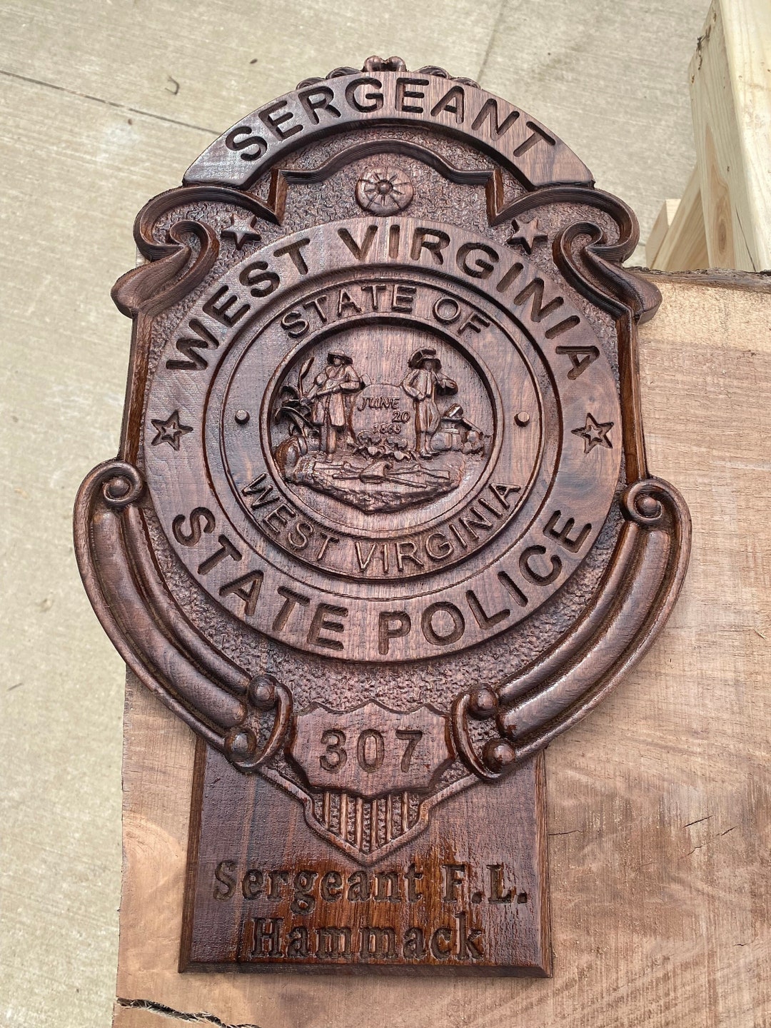 Carved Custom Wooden Badge - Law Enforcement, Police, Military - Etsy