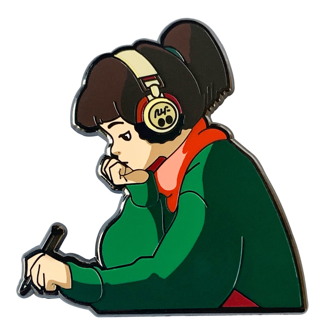 Lo-fi Study Girl Enamel Pin Hat / Backpack / Jacket Chill - Etsy