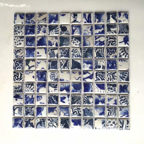 Chinese Blue Mix White Pebble Porcelain Kitchen Tiles | Etsy