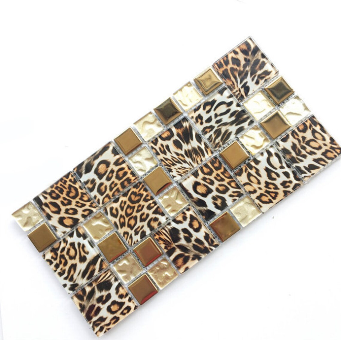Leopard Print Glass Light Yellow Metal Mosaic JYX005 Bathroom - Etsy