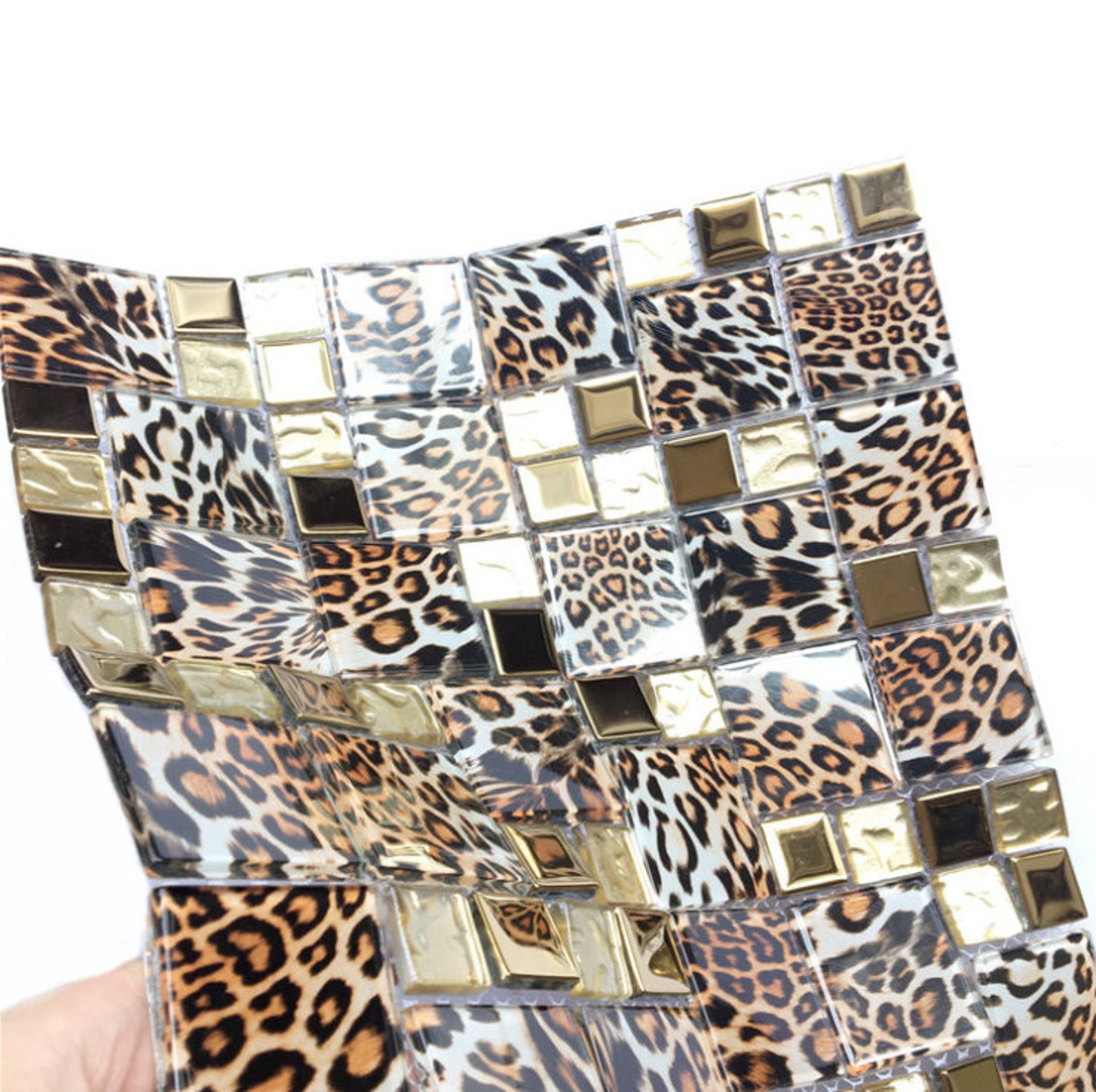 Leopard Print Glass Light Yellow Metal Mosaic JYX005 Bathroom - Etsy