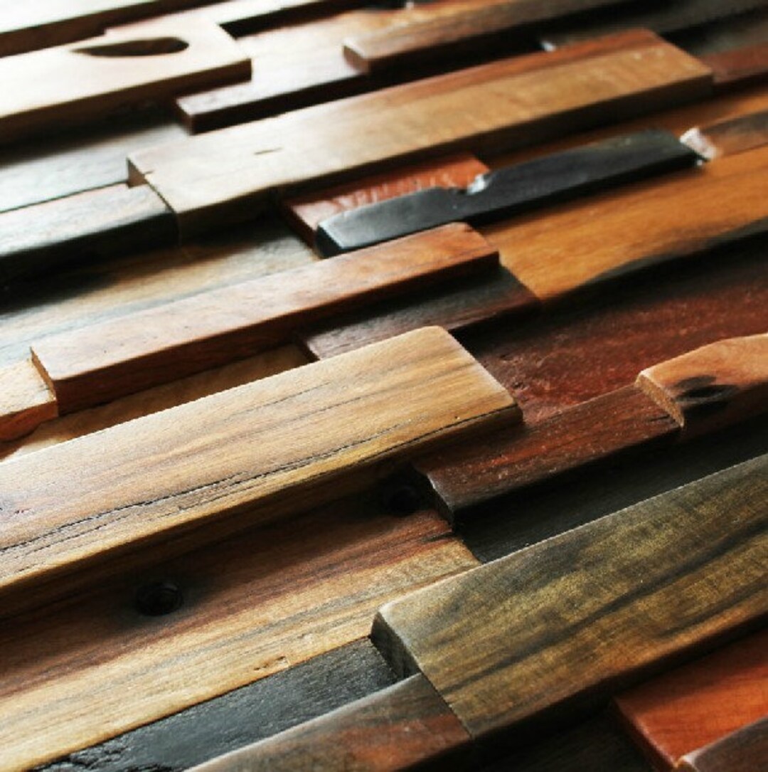 Natural Wood Mosaic Tile Rustic Wood Wall Tiles NWMT006 - Etsy
