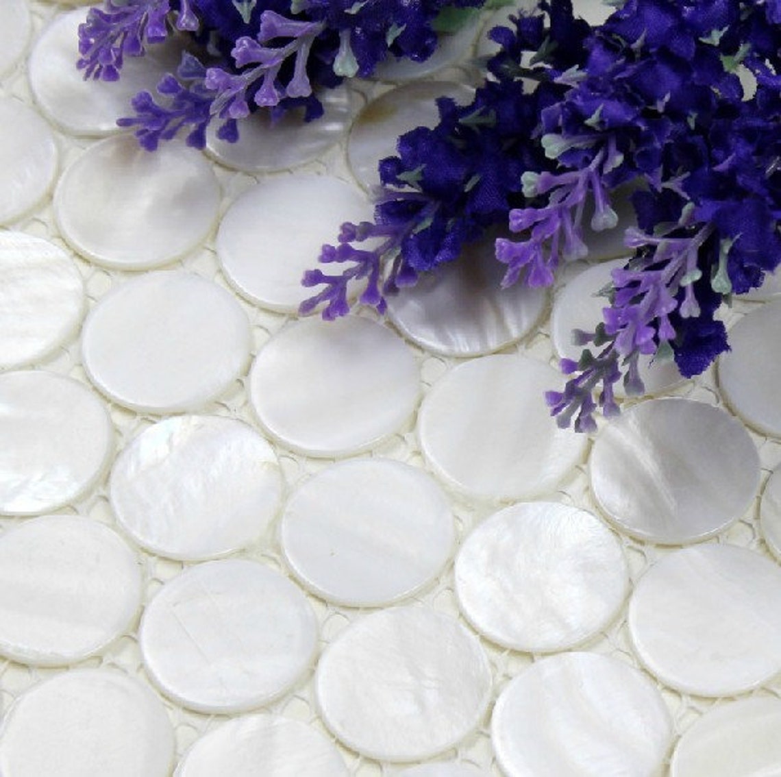 Penny Round White Mother of Pearl Shell Mosaic Backsplash Tile - Etsy