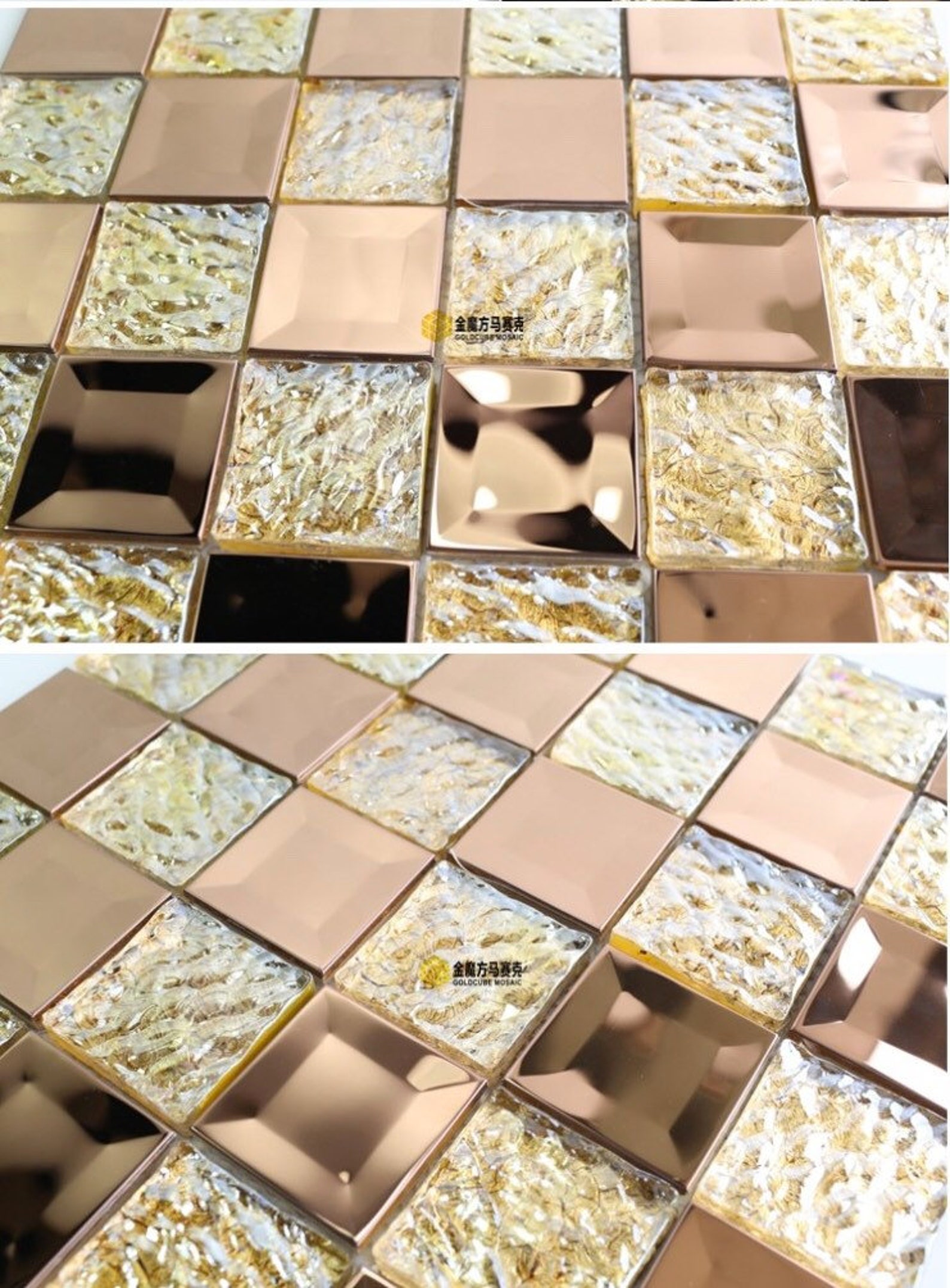 Light Yellow Gold Glass Mosaic Tile Backsplash Jmfgt037 Rose Etsy España