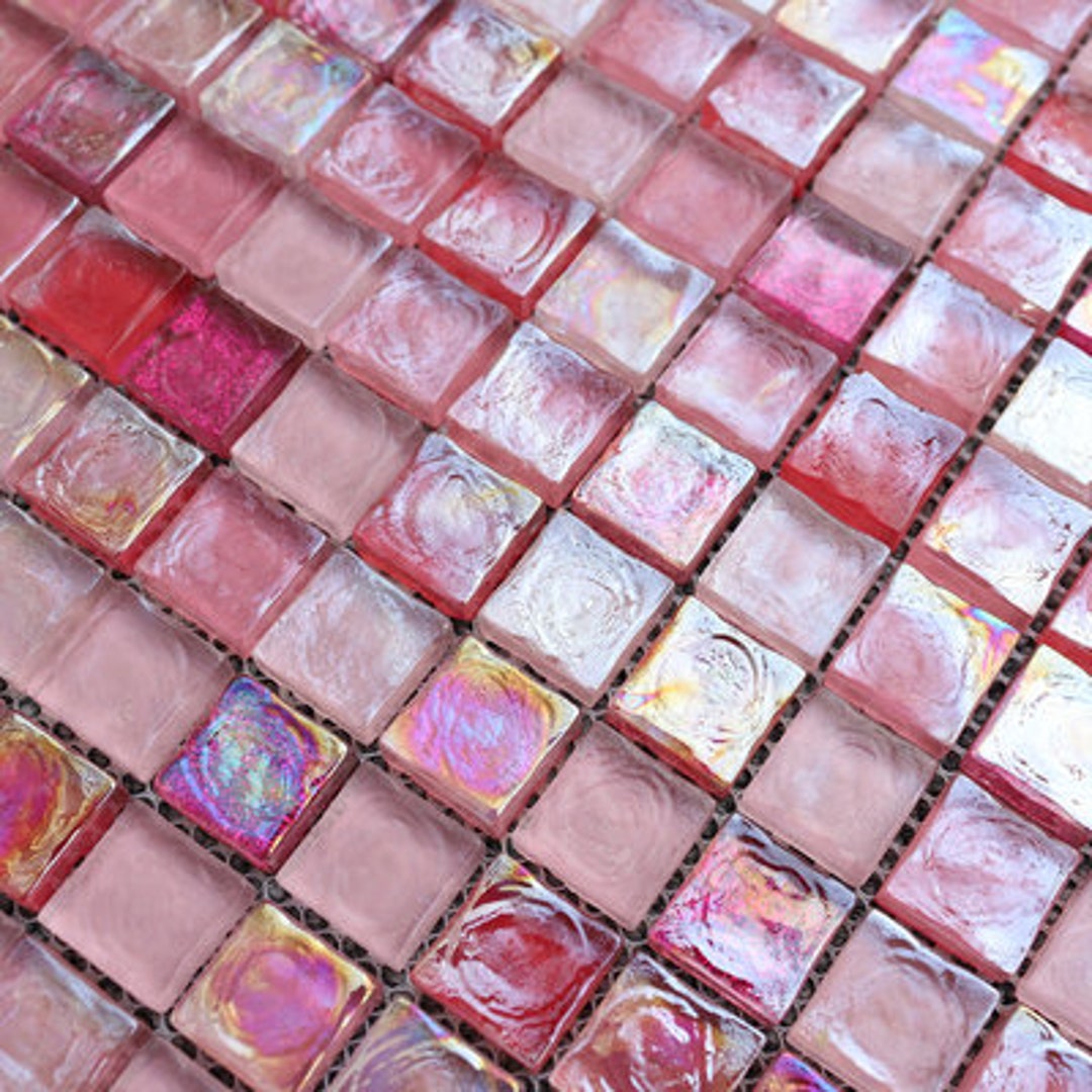 Sugar Red Rose Pink Rainbow Stained Glass Mosaic Tile Backsplash ...