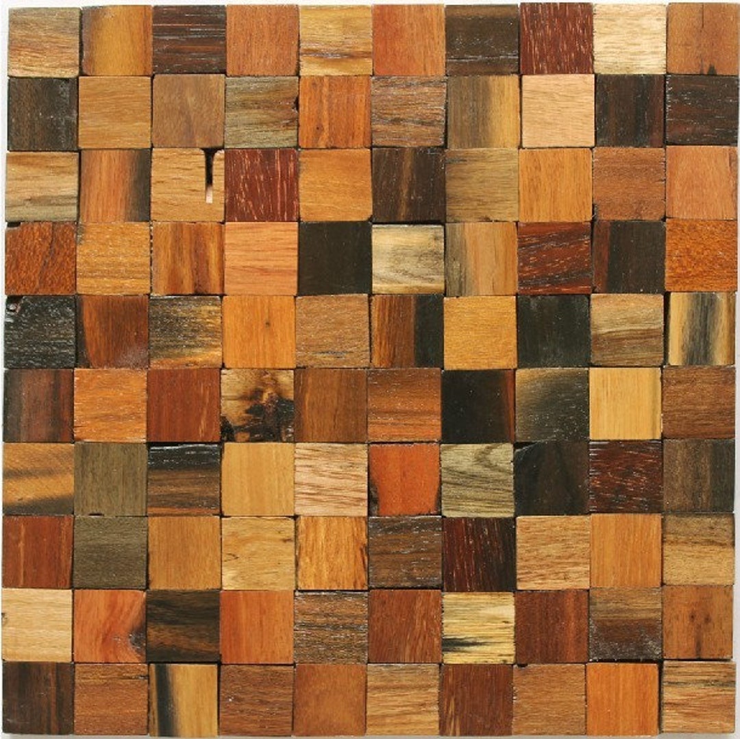 Natural Wood Mosaic Tile Rustic Wood Wall Tiles NWMT001 Kitchen ...