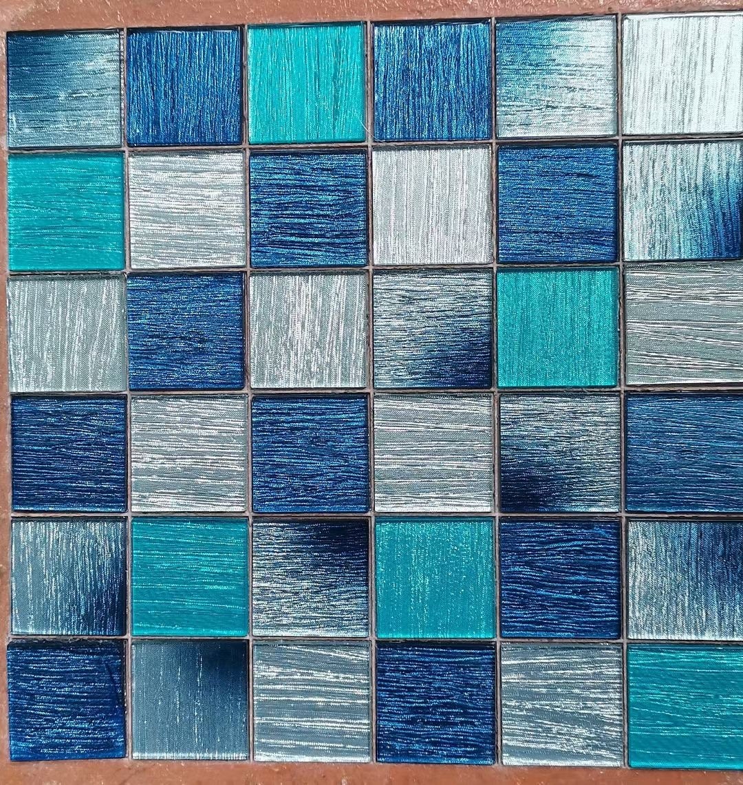 Navy Dark Light Blue Crystal Glass Mosaic for Kitchen Backsplash ...