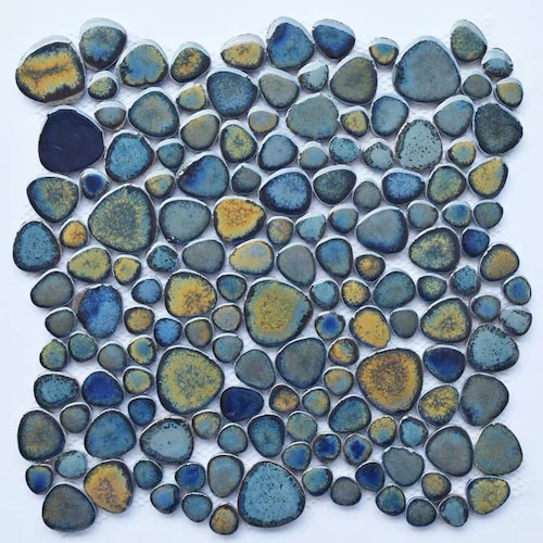 Glazed Backsplash Tile Pebble Blue Porcelain - Etsy