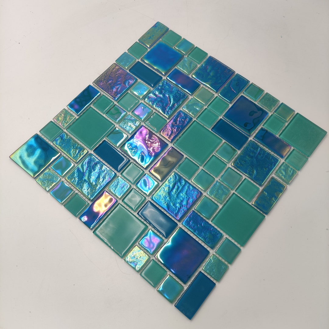 110 PCS Lake Blue Green Hot Melt Glass Mosaic CGMT2021A Stained Glass ...
