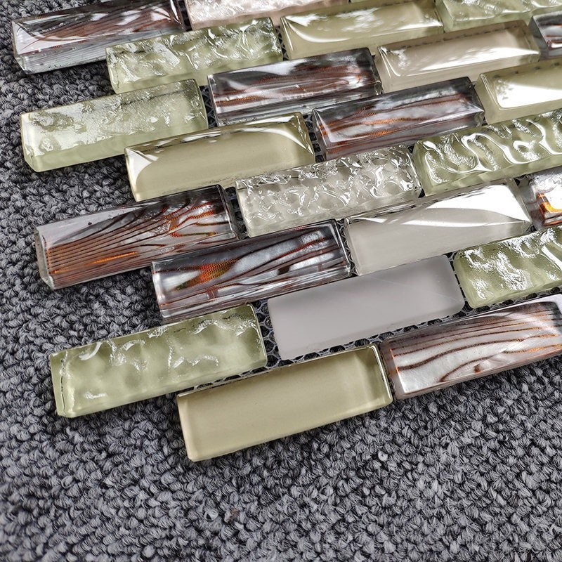 Brick Glass Mosaic Tile Backsplash Kitchen JMFGT064 Light - Etsy