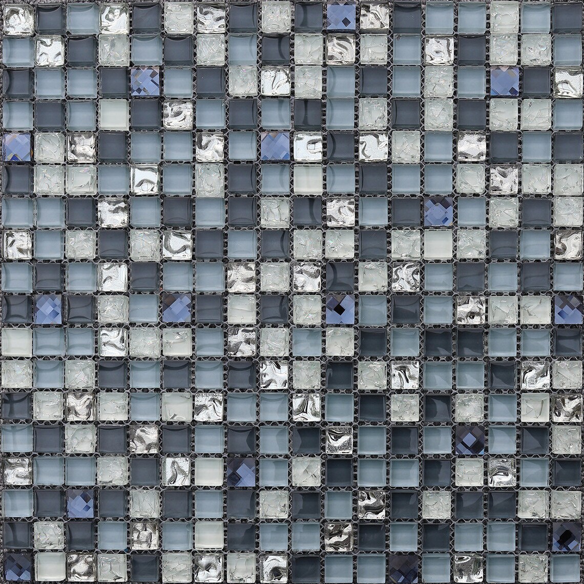 Gray Blue Glass Mosaic Wall Tile Kitchen Backsplash JMFGT080 15x15mm ...