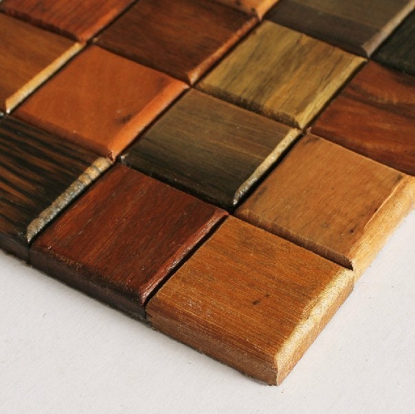 Natural Wood Mosaic Tile Rustic Wood Wall Tiles NWMT016 - Etsy