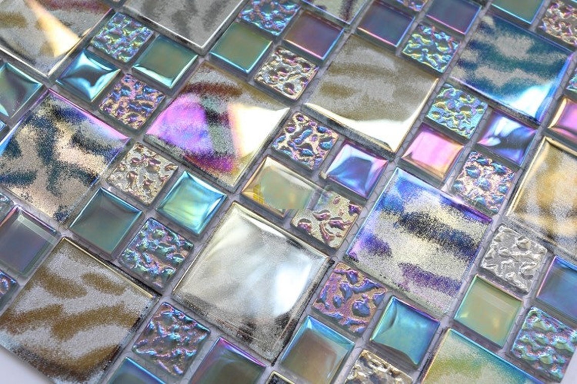 Rainbow Glass Mosaic Kitchen Wall Tile Backsplash JMFGT050 - Etsy