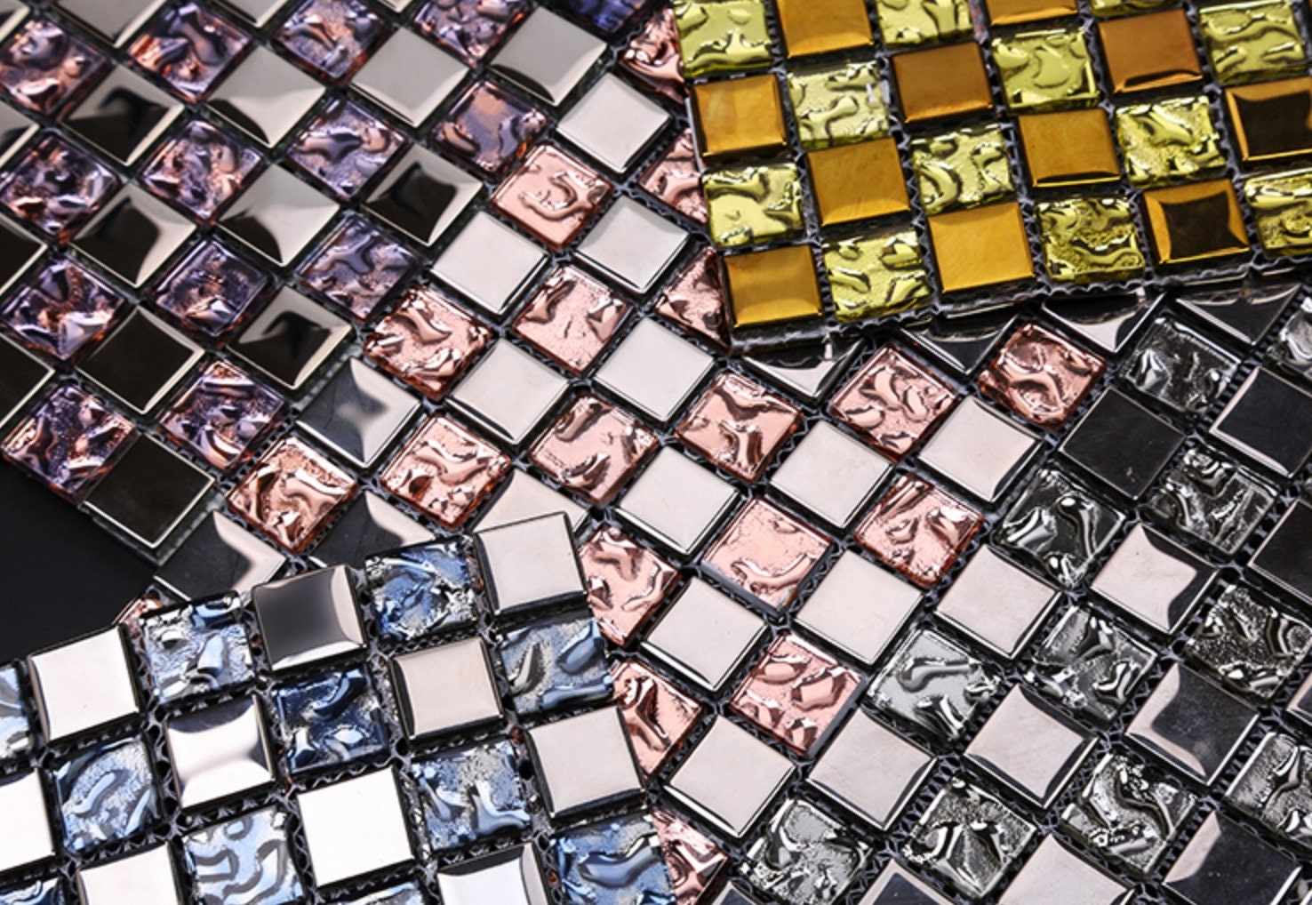 Electroplated Silver Blue Glass Mosaic Tiles CGMT1908 Bathroom Kitchen ...