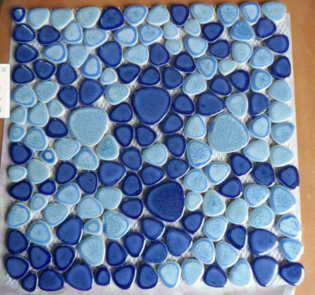 Blue Pebble Porcelain Mosaic PPMT024 Pebble Heart Shape Tiles - Etsy