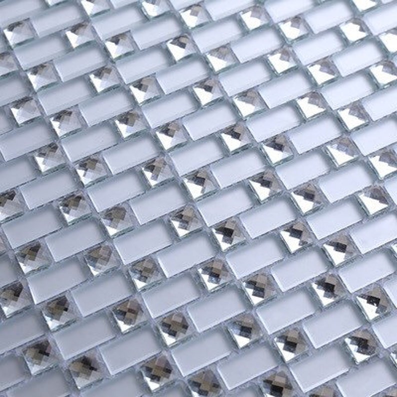 Mirror Glass Mosaic Kitchen Tile Backsplash Crystal White Glass Mosaic ...