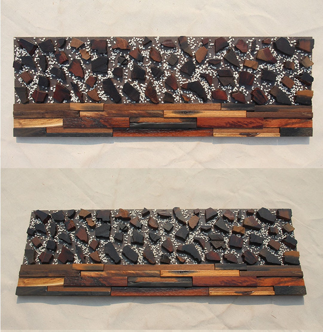 4 PCS Ancient Boat Wood Mosaic Wall Tile Backsplash 3D Solid Wooden ...