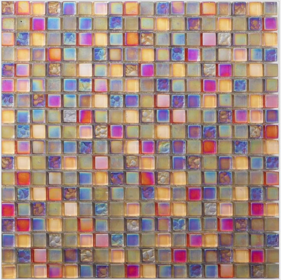 Rainbow Colored Glass Mosaic Wall Tile Backsplash HYM021 Red Blue ...