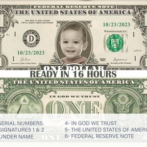 Customized Art: Your Face on 1 Dollar Bill Unique Personalized Gift ...