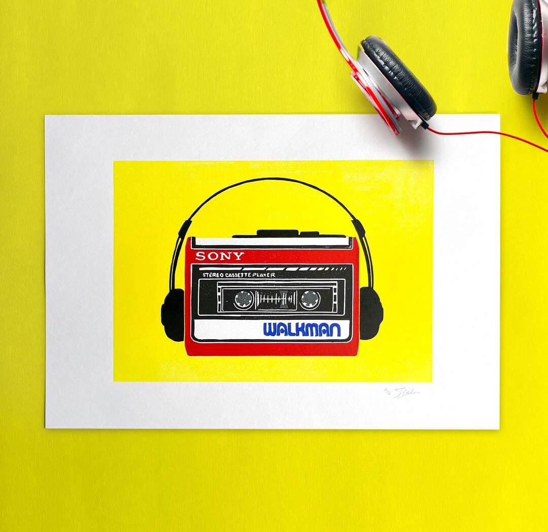Walkman Original Lino Print - Etsy
