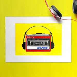 Walkman Original Lino Print - Etsy