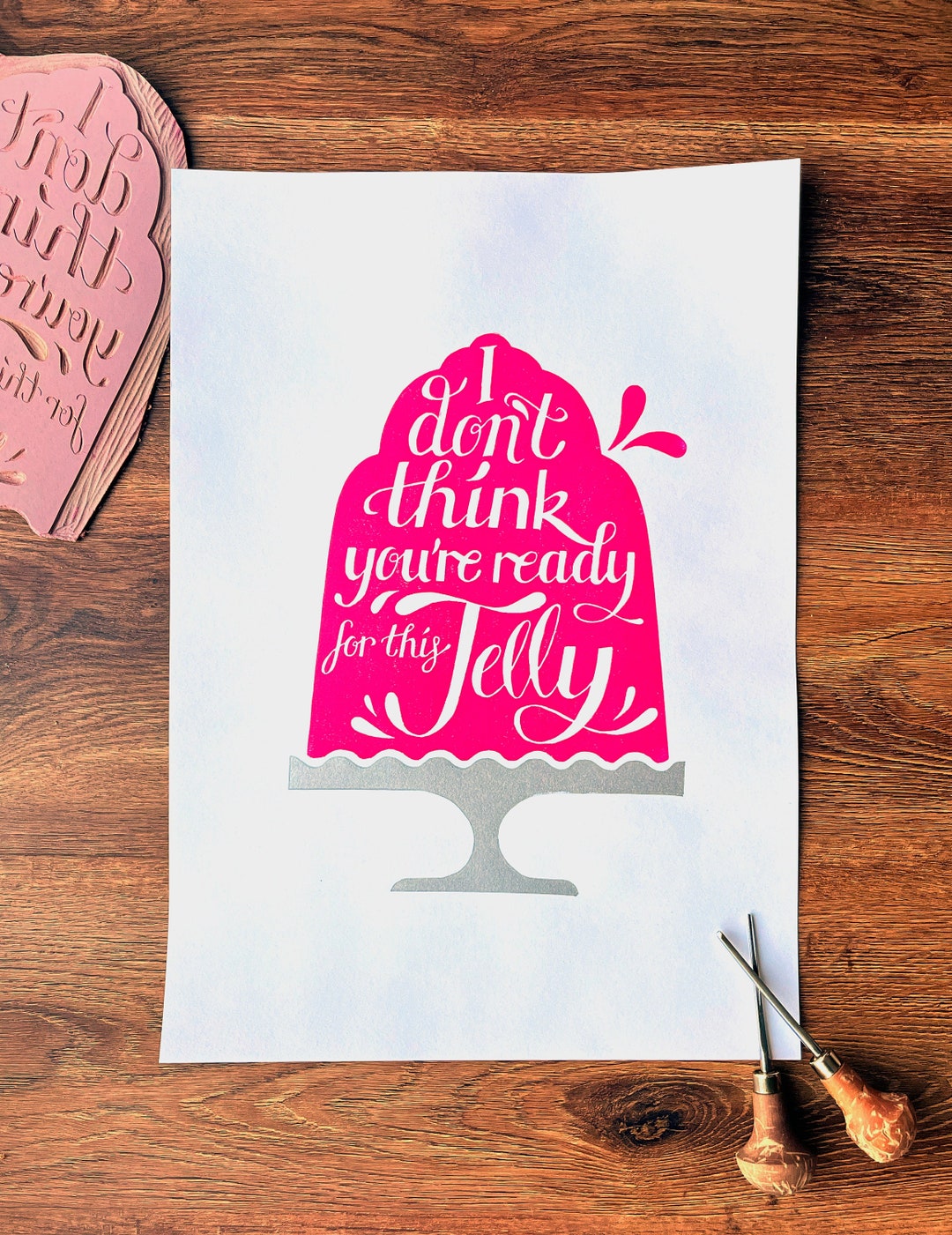 Ready for This Jelly Original Lino Print - Etsy