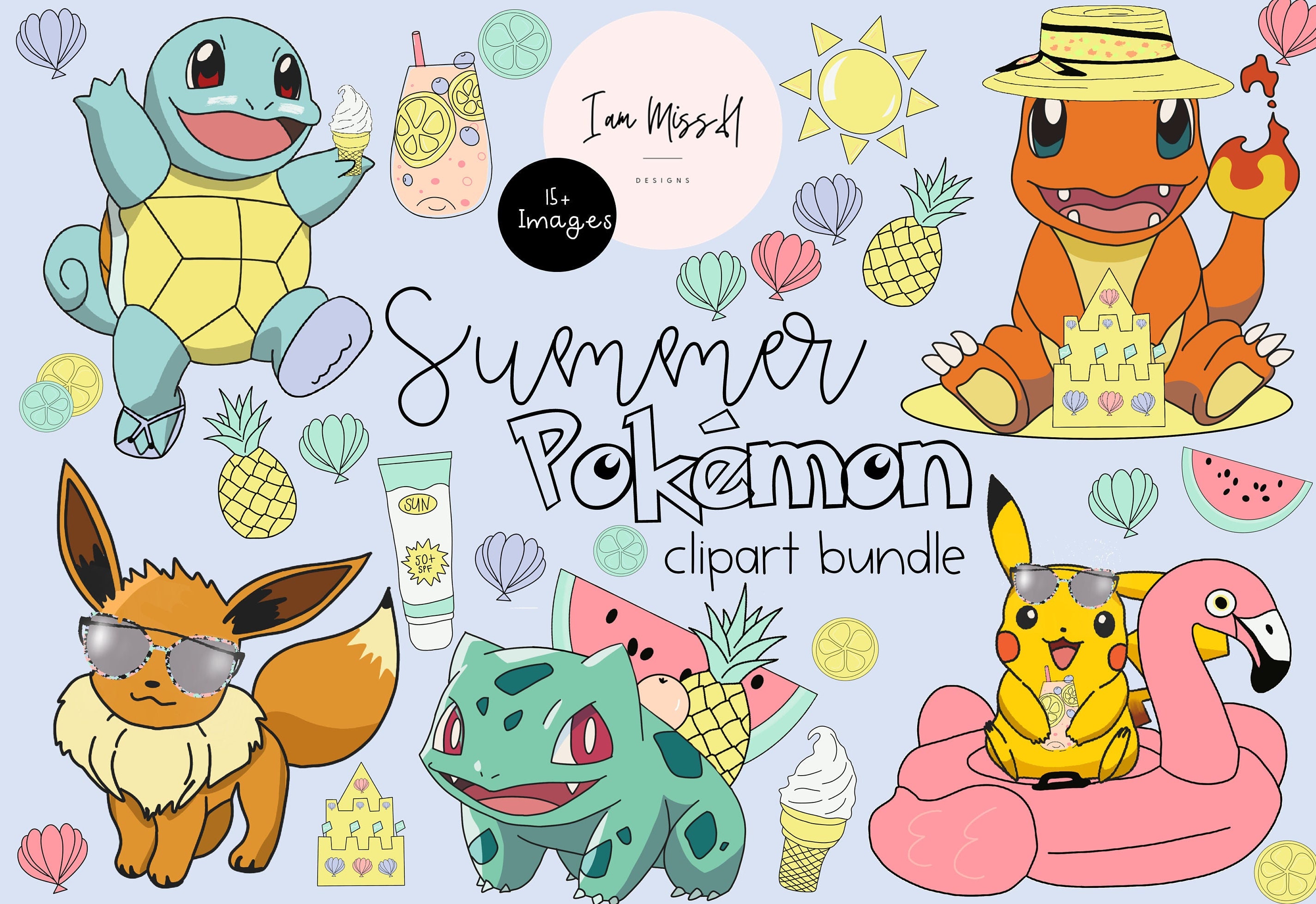 Summer Pokémon Clipart - Etsy