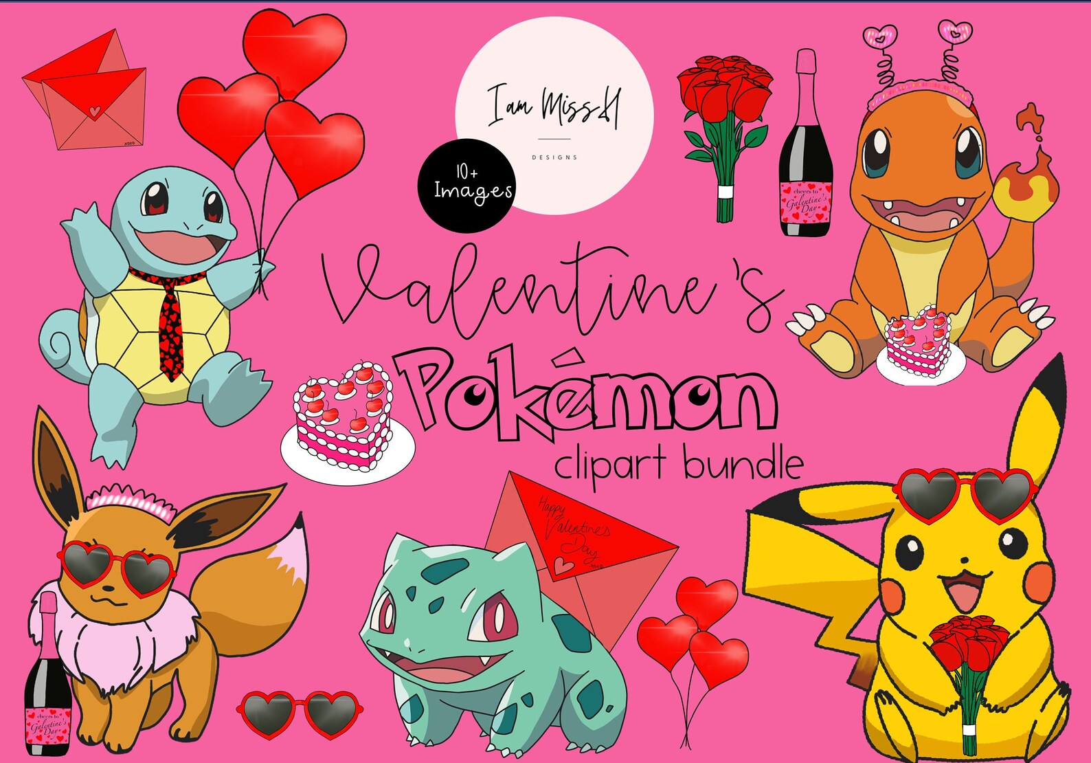 Valentine's Day Pokémon Clipart Bundle - Etsy