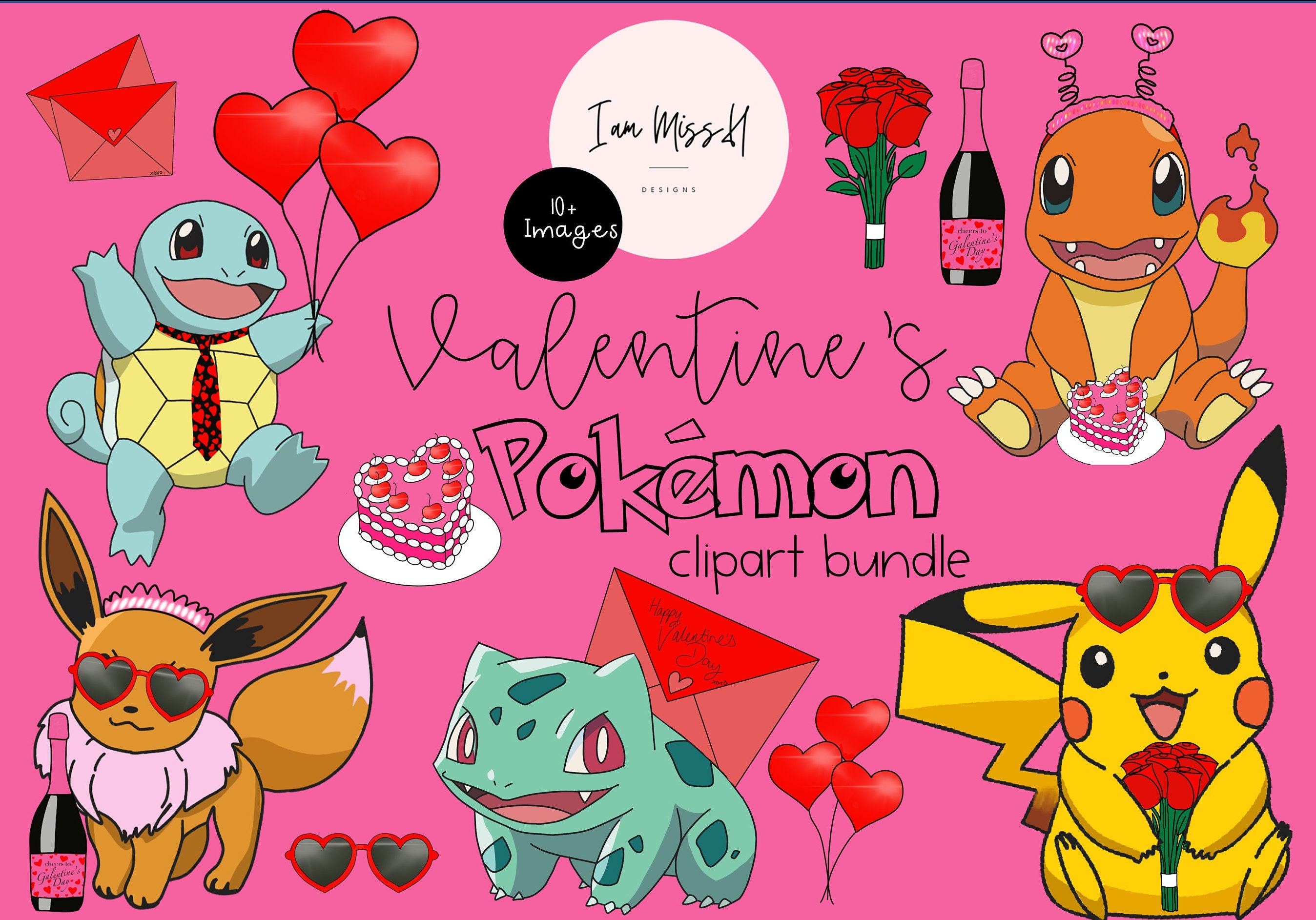 Valentine's Day Pokémon Clipart Bundle - Etsy Canada