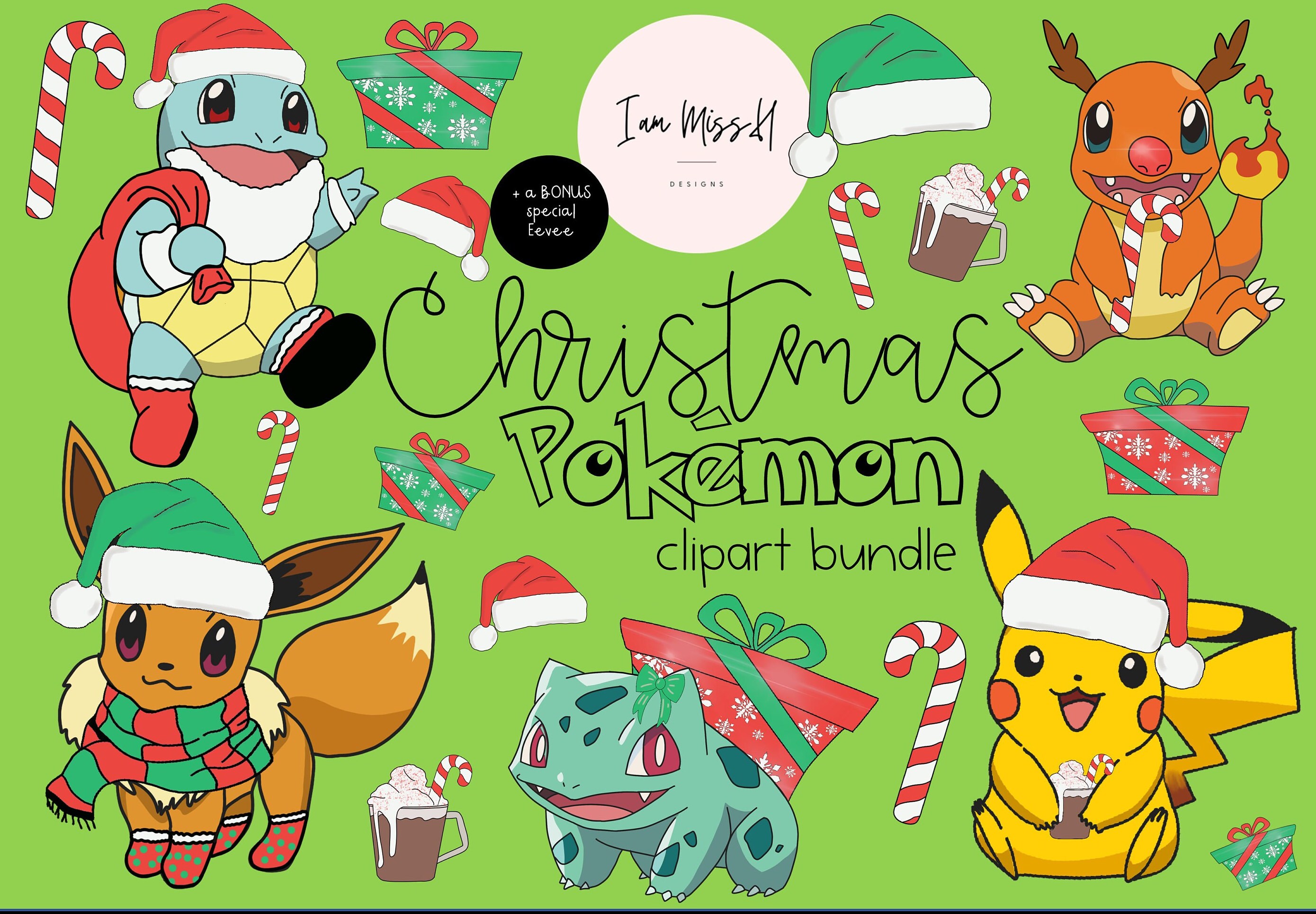 Christmas Pokémon Clipart Collection - Etsy