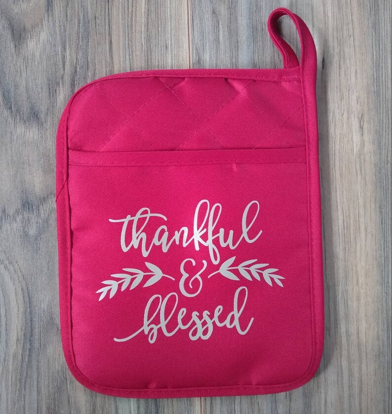 Thankful and Blessed Pot Holder / Thanksgiving Kitchen Decor / - Etsy