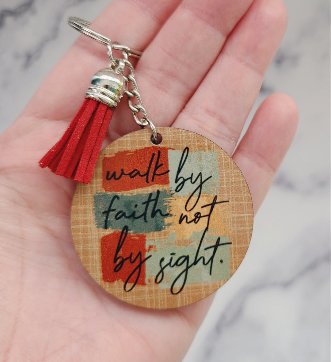 Walk by Faith Not by Sight Keychain / Religious Gift / Bible Verse ...