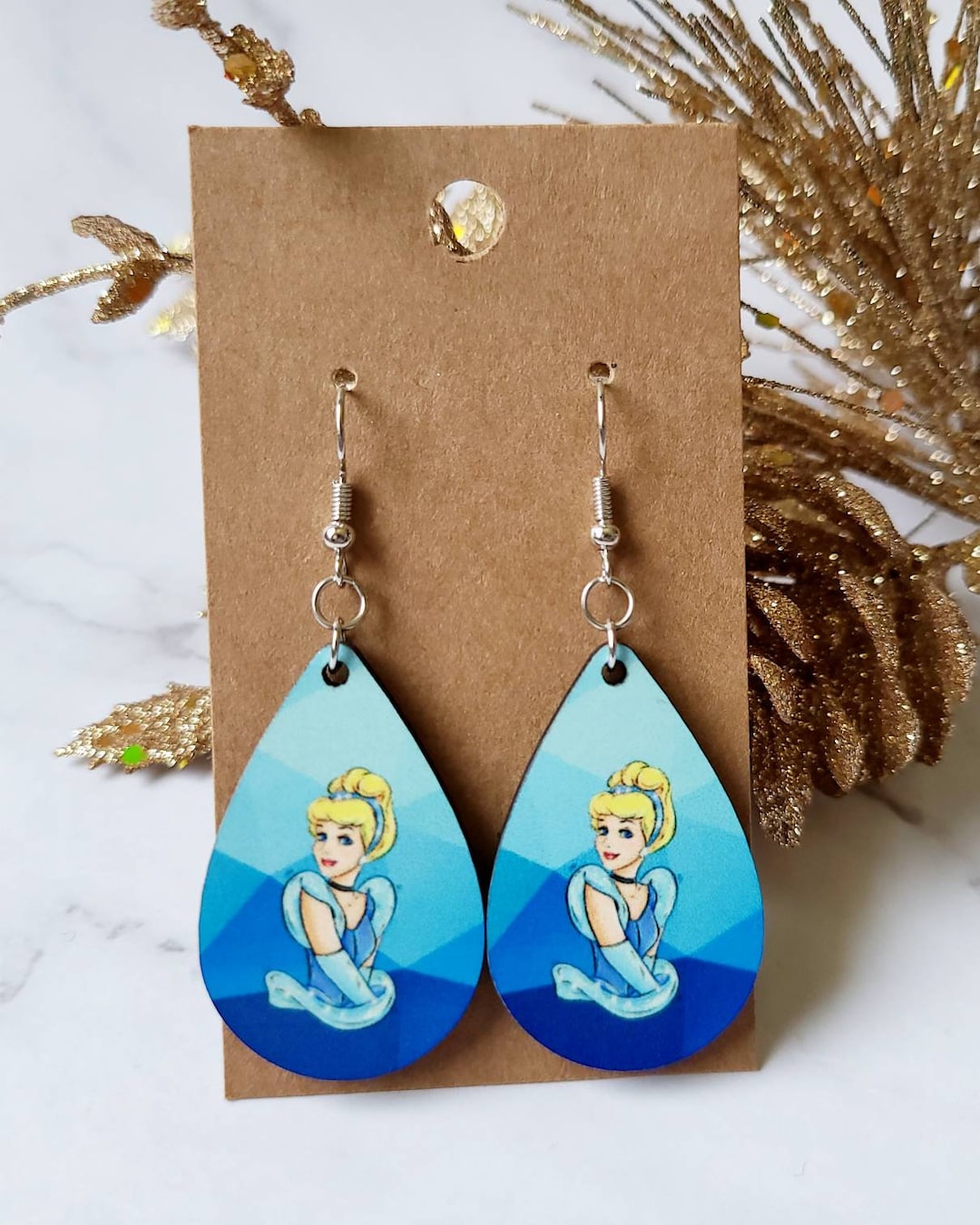 Cinderella Earrings Disney Inspired Earrings Wood Earrings Princess Earrings Lightweight Gifts Under 15 Handmade Jewelry Etsy