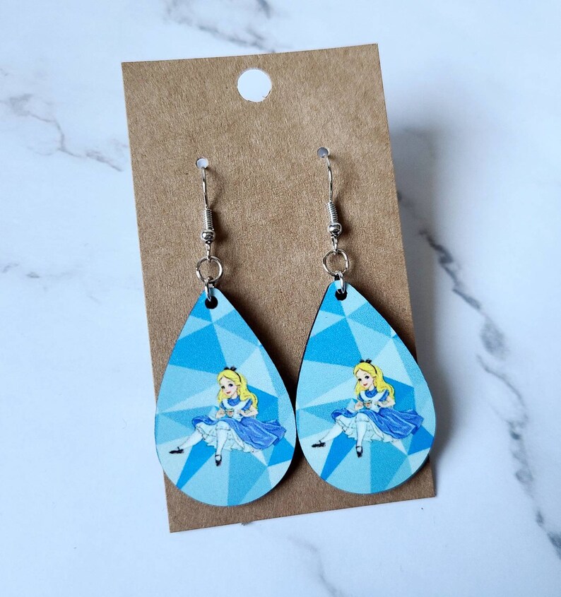 Alice in Wonderland Earrings / Disney Inspired Earrings / Wood - Etsy