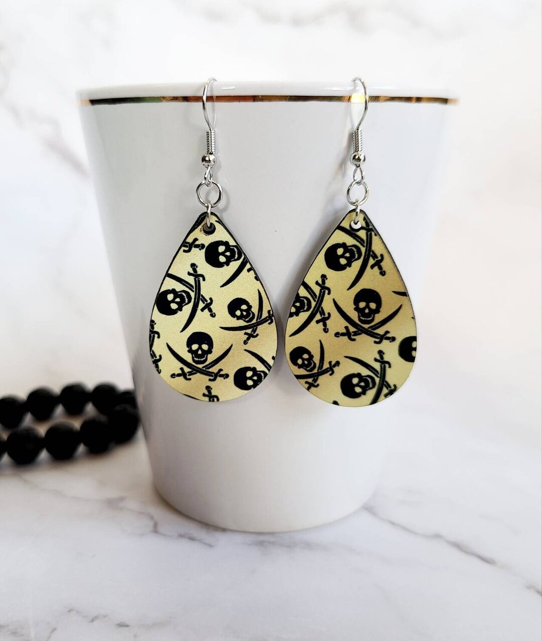 Pirate Earrings / Skull and Crossbones / Wood Earrings / Pirate's of ...