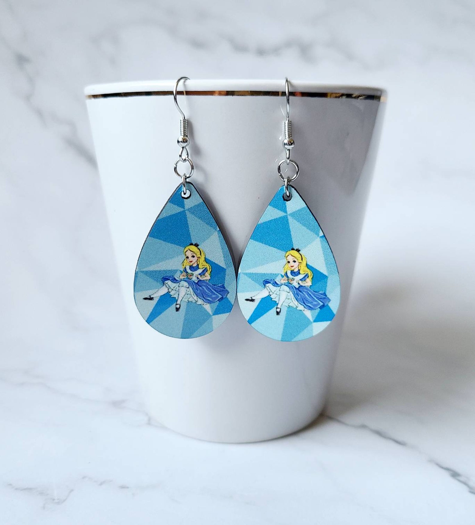 Alice in Wonderland Earrings / Disney Inspired Earrings / Wood - Etsy