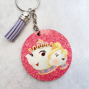 Mrs Potts Keychain / Disney Inspired Keychain / Beauty and the Beast ...