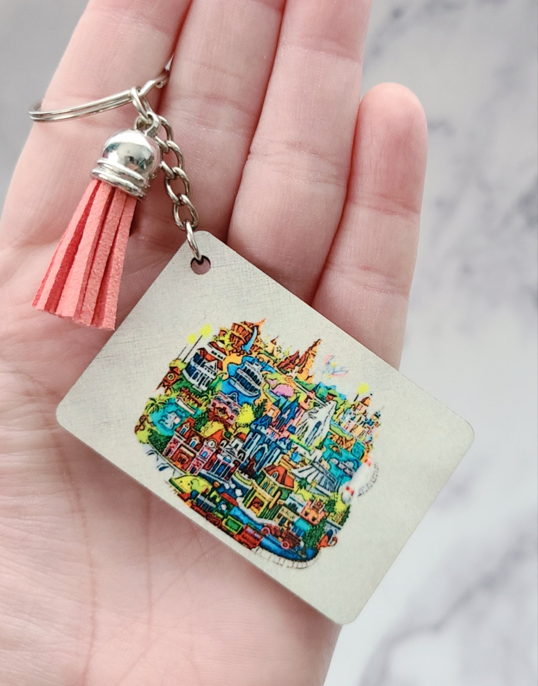 Disney Map Inspired Keychain / Disneyland Inspired Keychain / Parks ...