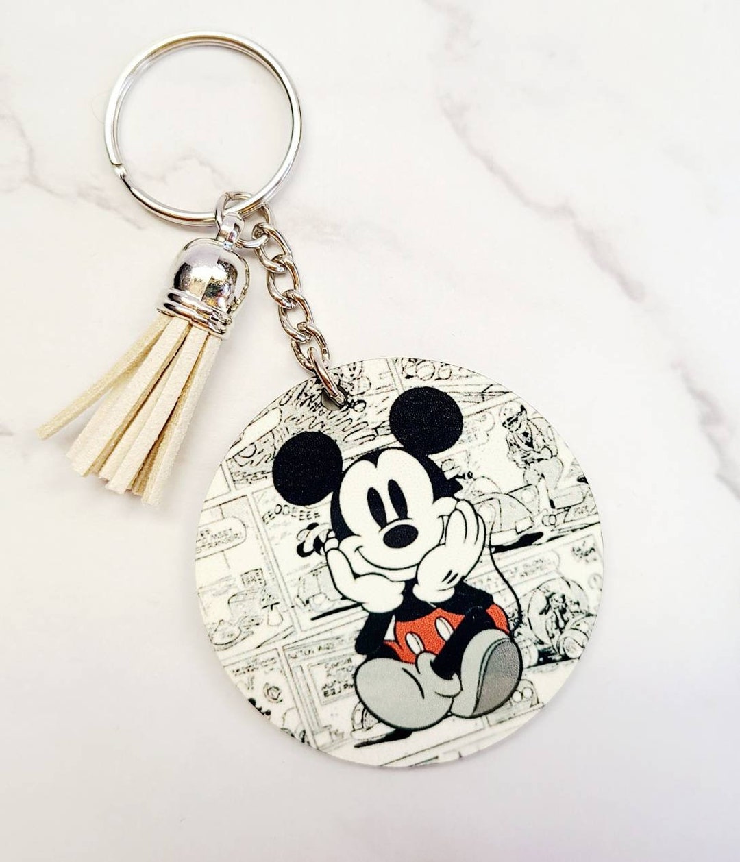 Mickey Keychain / Disney Inspired Keychain / Black and White Comic ...