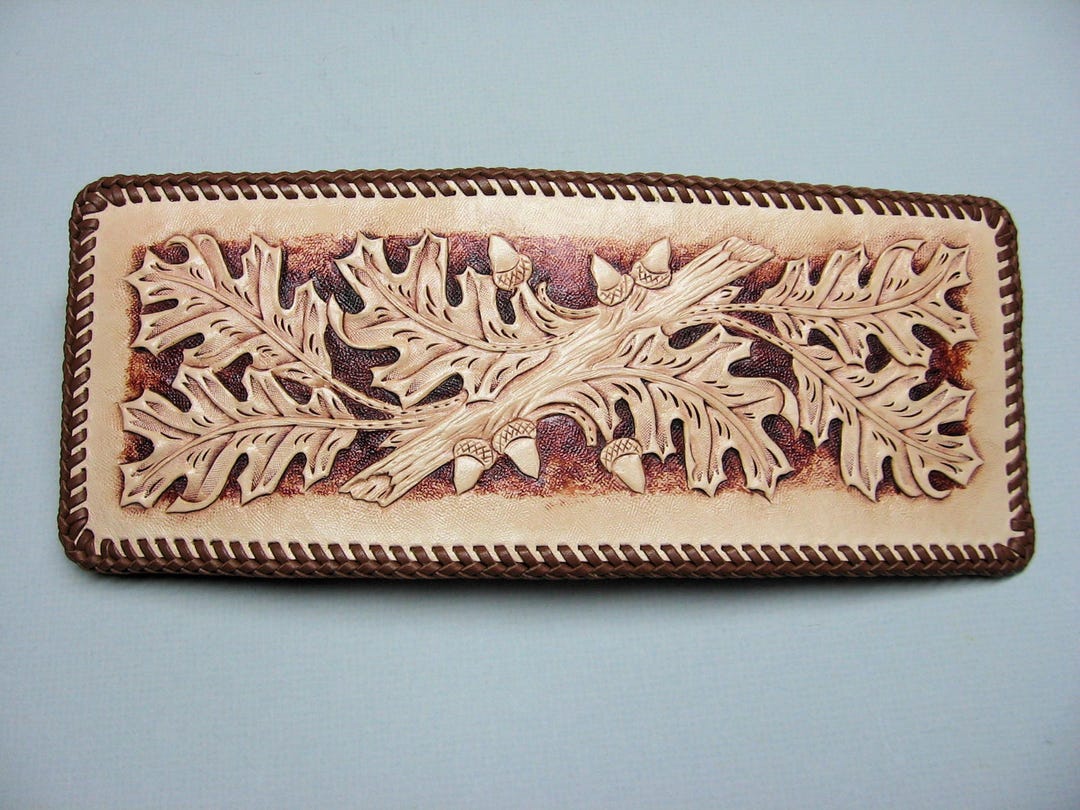 Hand Tooled Leather Wallet With Acorn and Oakleaf Design - Etsy