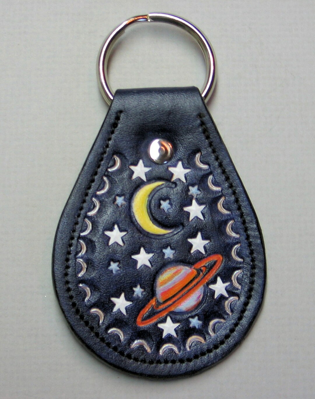 Hand Tooled Night Sky Leather Key Fob - Etsy