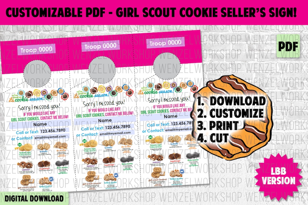 Customizable Door Hanger Tag / Door Sign for Girl Scout 2021 Cookie ...
