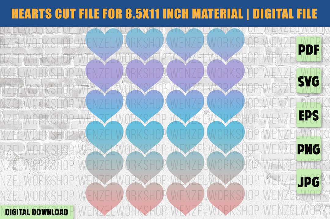 Heart Cut File Template for 8.5x11 Paper or Vinyl | Aworldofhearts ...