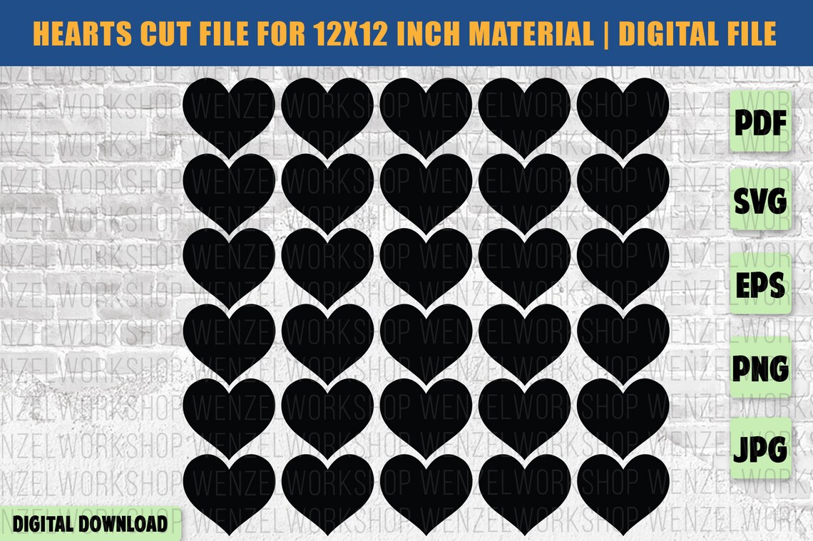 Heart Cut File Template for 12x12 Paper or Vinyl | Aworldofhearts ...