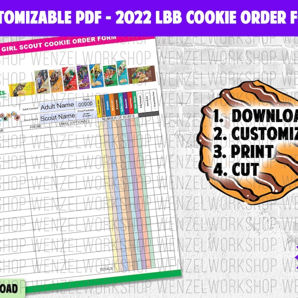 Girl Scout Cookies 2022 Order Form Lbb - Etsy