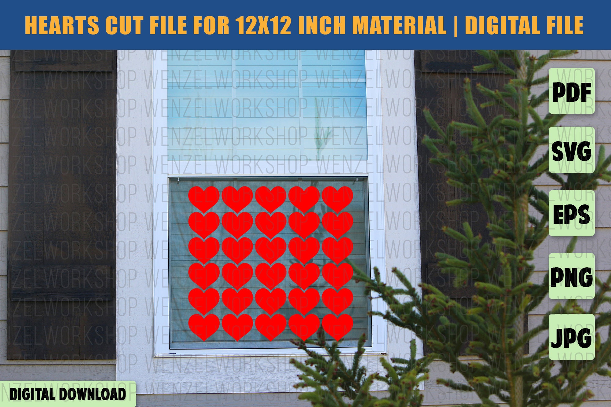 Heart Cut File Template for 12x12 Paper or Vinyl | Aworldofhearts ...