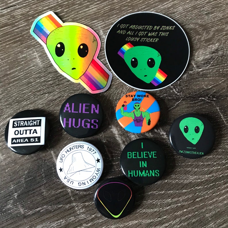 Alien Badges and Stickers - Etsy