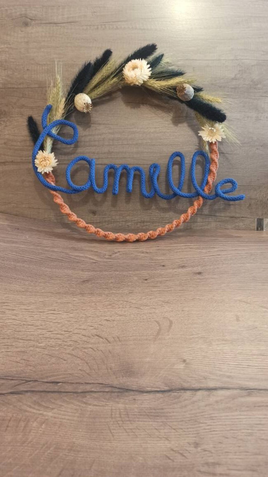 Knitted First Name/ Knitted First Name Crown, Dried Flowers and Macramé ...